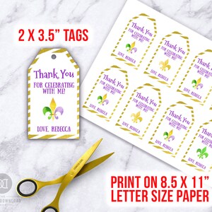Mardi Gras Tags Printable, Editable Mardi Gras Favor Tags Template ...