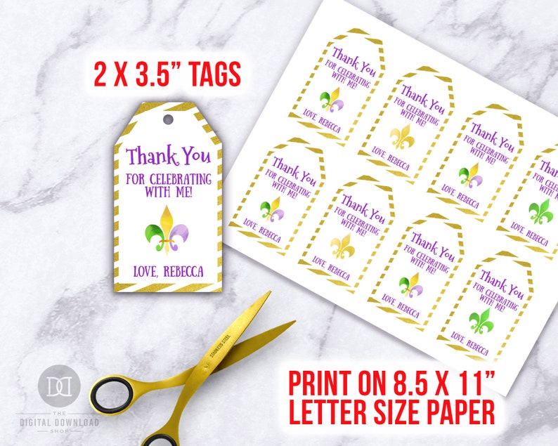 Mardi Gras Tags Printable Editable Mardi Gras Favor Tags | Etsy