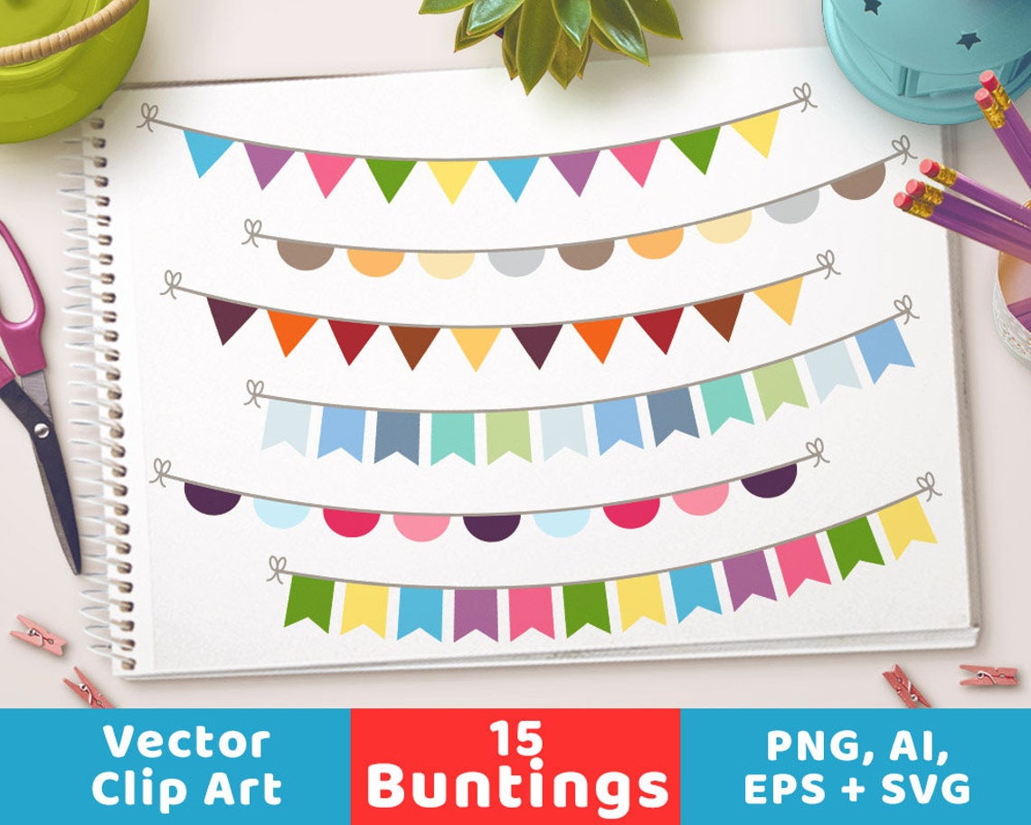 Bunting Clipart Bunting Banner Clipart Bunting Flag Clipart | Etsy