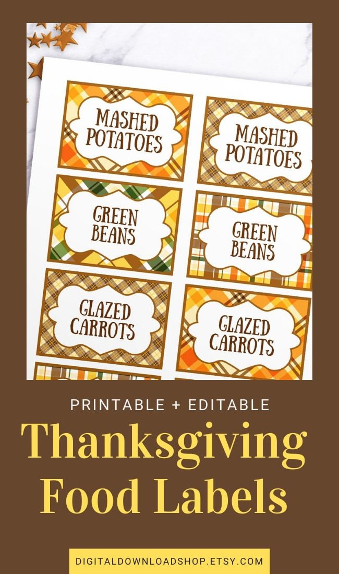 Thanksgiving Labels Template Printable, Editable Thanksgiving Tags ...