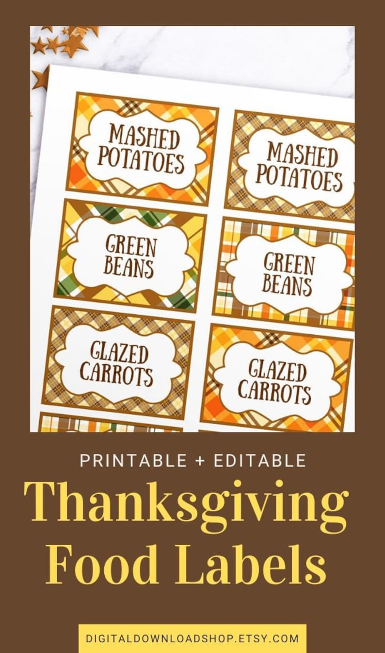 Thanksgiving Labels Template Printable, Editable Thanksgiving Tags ...