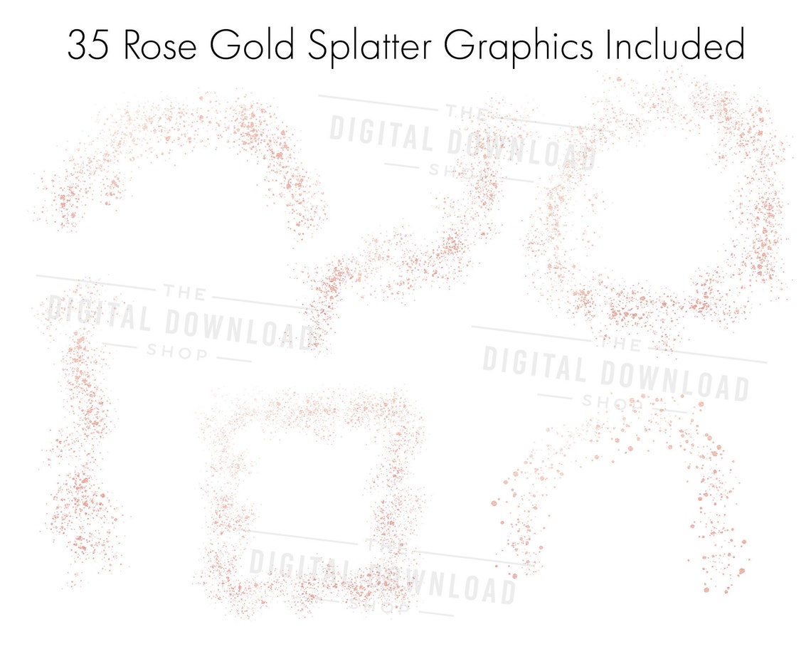 Rose Gold Splatters Clipart Rose Gold Digital Paint Splatter - Etsy