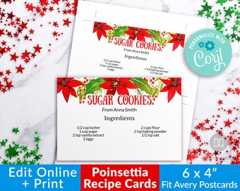 Christmas Cookie Recipe Card Printable Editable Christmas - Etsy