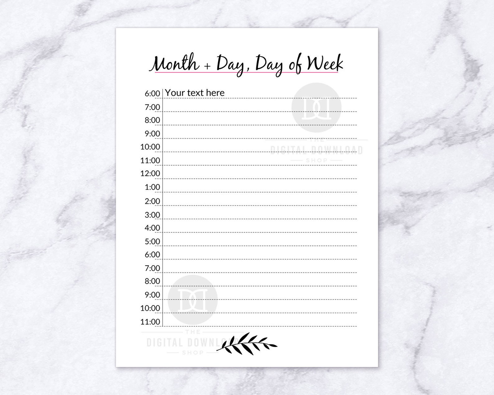 Editable Hourly Planner Printable, Editable Daily Planner, Hourly ...