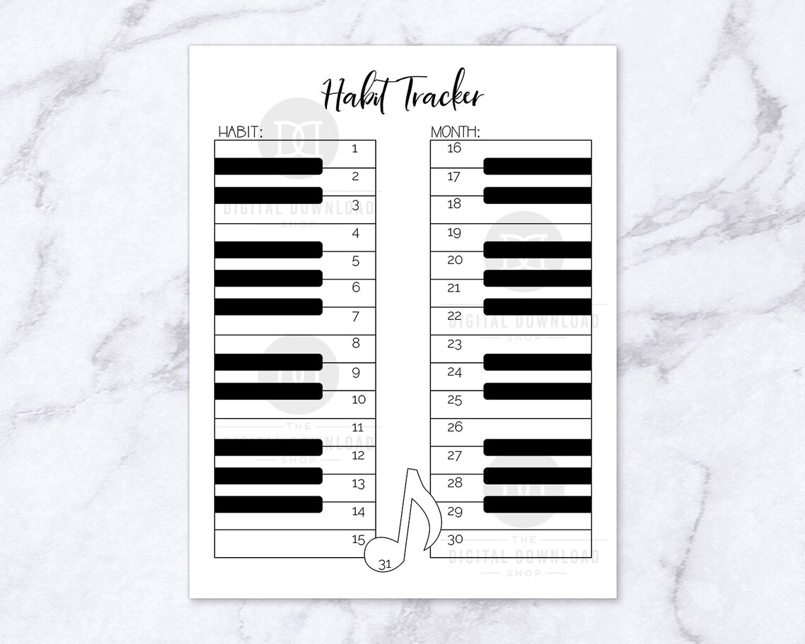 Piano Habit Tracker Printable Piano Practice Tracker Music - Etsy
