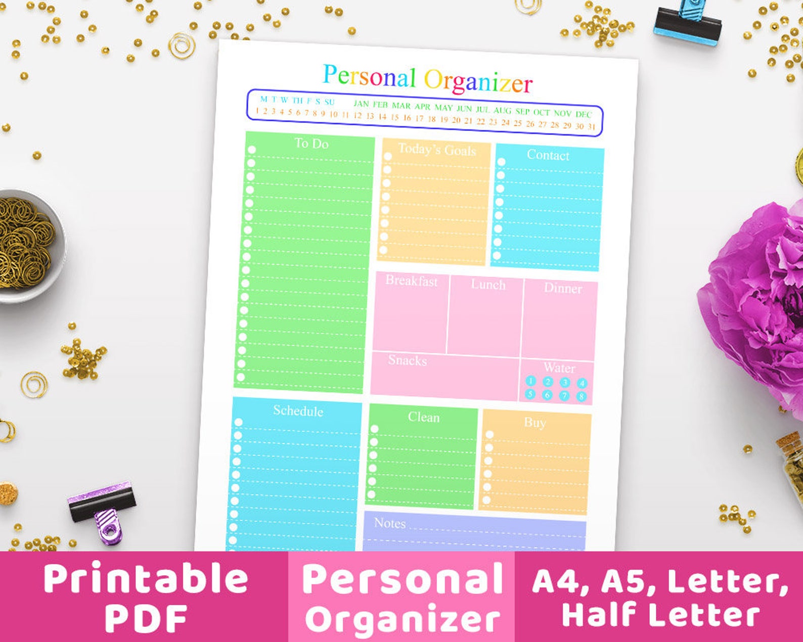 Personal Organizer Daily Planner Printable Daily Organizer - Etsy