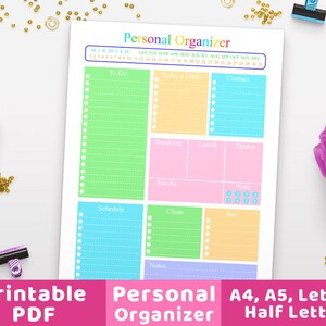 Personal Organizer Daily Planner Printable, Daily Organizer, Agenda ...