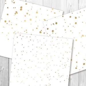Confetti Gold Digital Papers, Gold Glitter, Wedding Confetti, Gold Foil ...