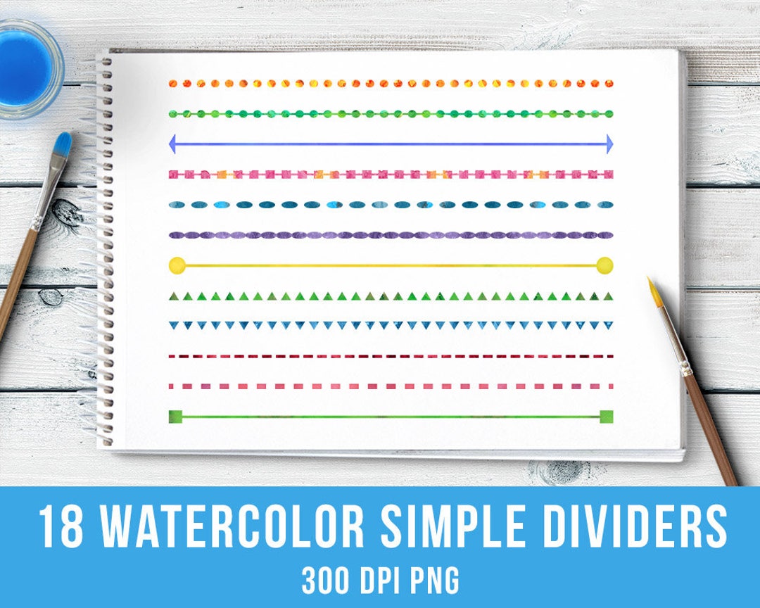 18 Watercolor Simple Line Dividers Clipart, Watercolor Clipart, Text ...