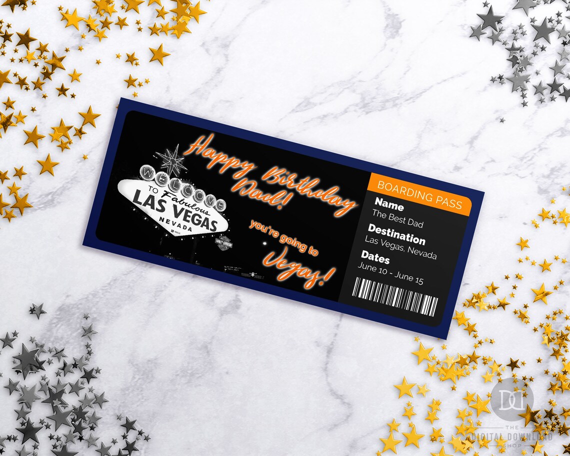 Las Vegas Ticket Template Printable Editable Vegas Vacation | Etsy