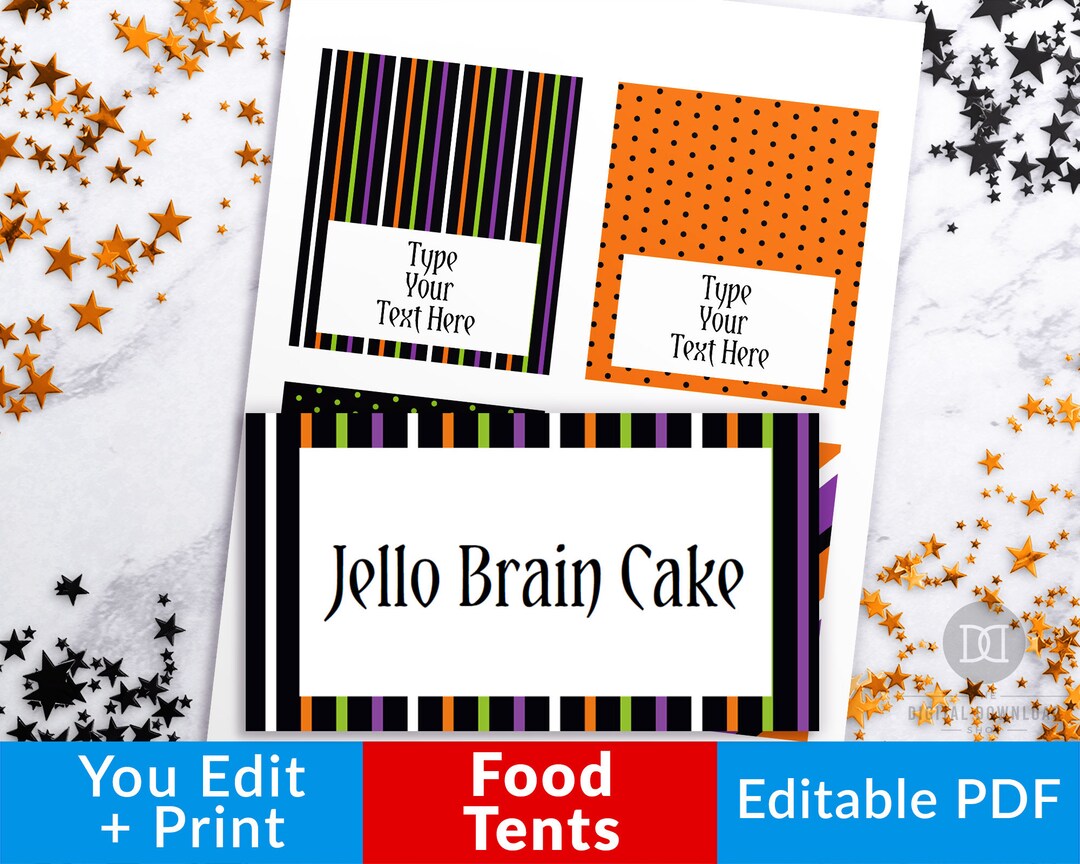 Halloween Food Tents Printable, Halloween Editable Buffet Cards ...