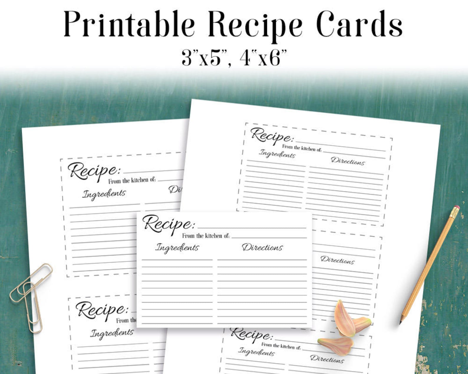 Recipe Card Printable Blank Recipe Card Recipe Template | Etsy