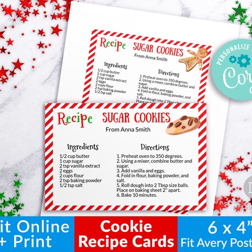 Santa Cookie Recipe Card Printable Editable Christmas Cookie - Etsy
