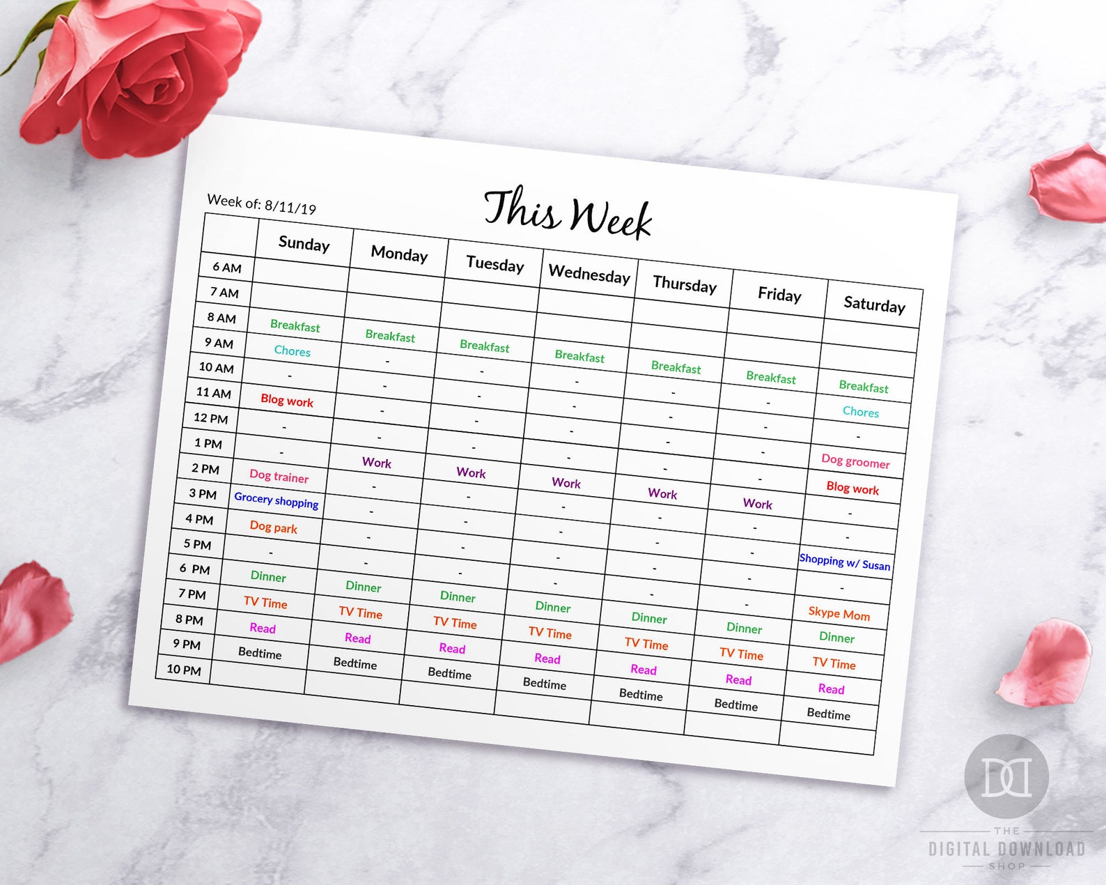 Editable Time Blocking Planner Printable Weekly Planner - Etsy Canada