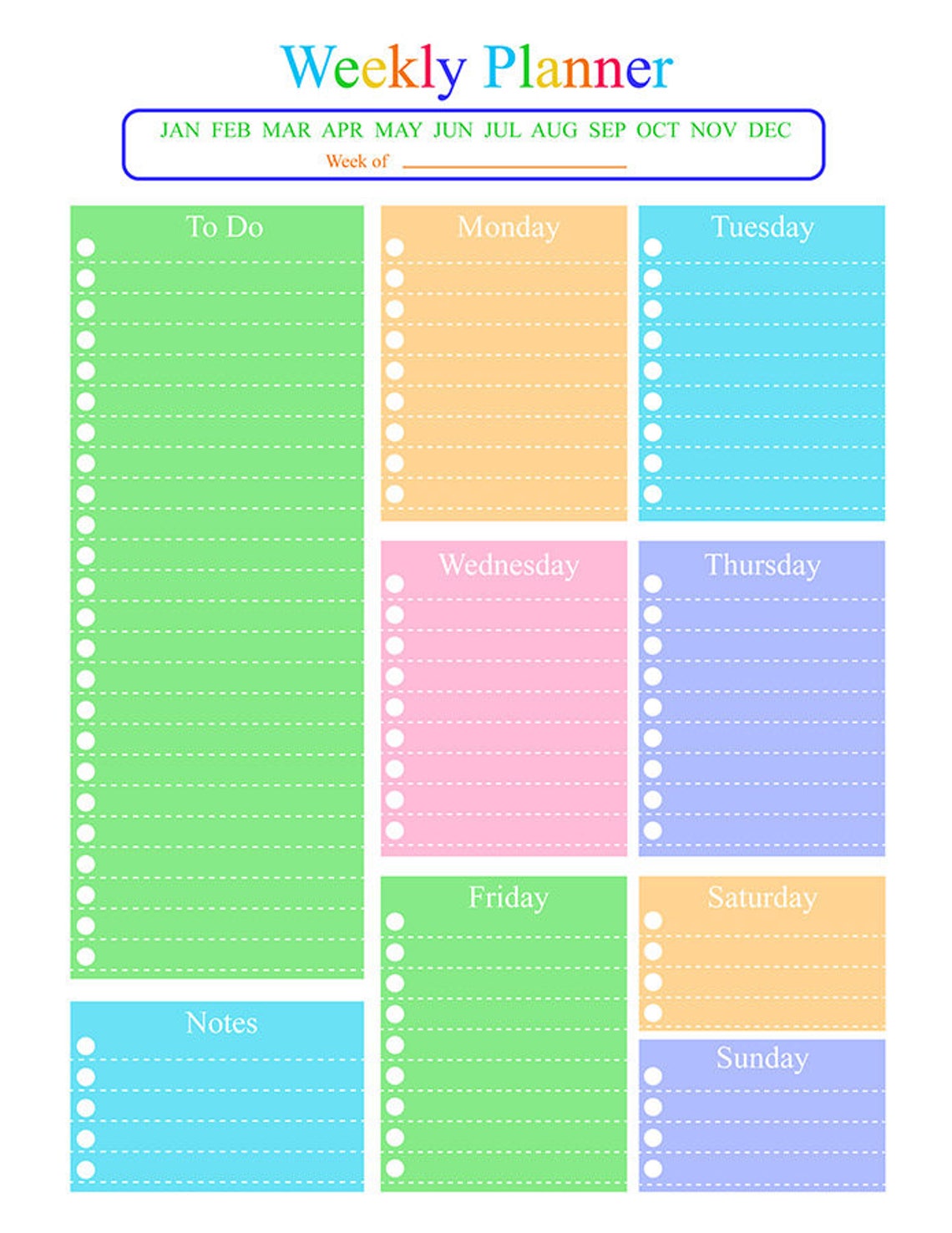 Weekly Planner Printable Weekly Organizer Weekly Schedule - Etsy