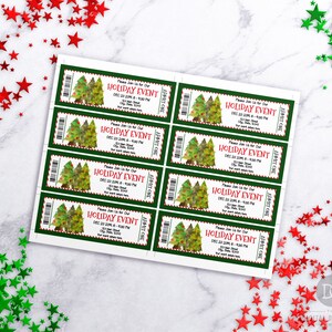 Christmas Event Ticket Printable, Editable Christmas Tree Ticket ...