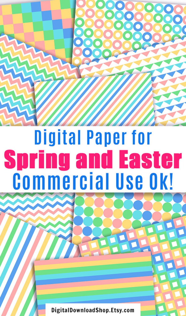 Spring Digital Papers Easter Digital Papers Spring Patterns | Etsy