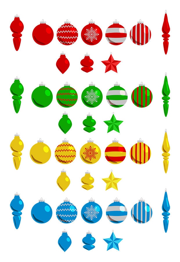 40 Christmas Ornaments Clipart Holiday Clipart Christmas | Etsy