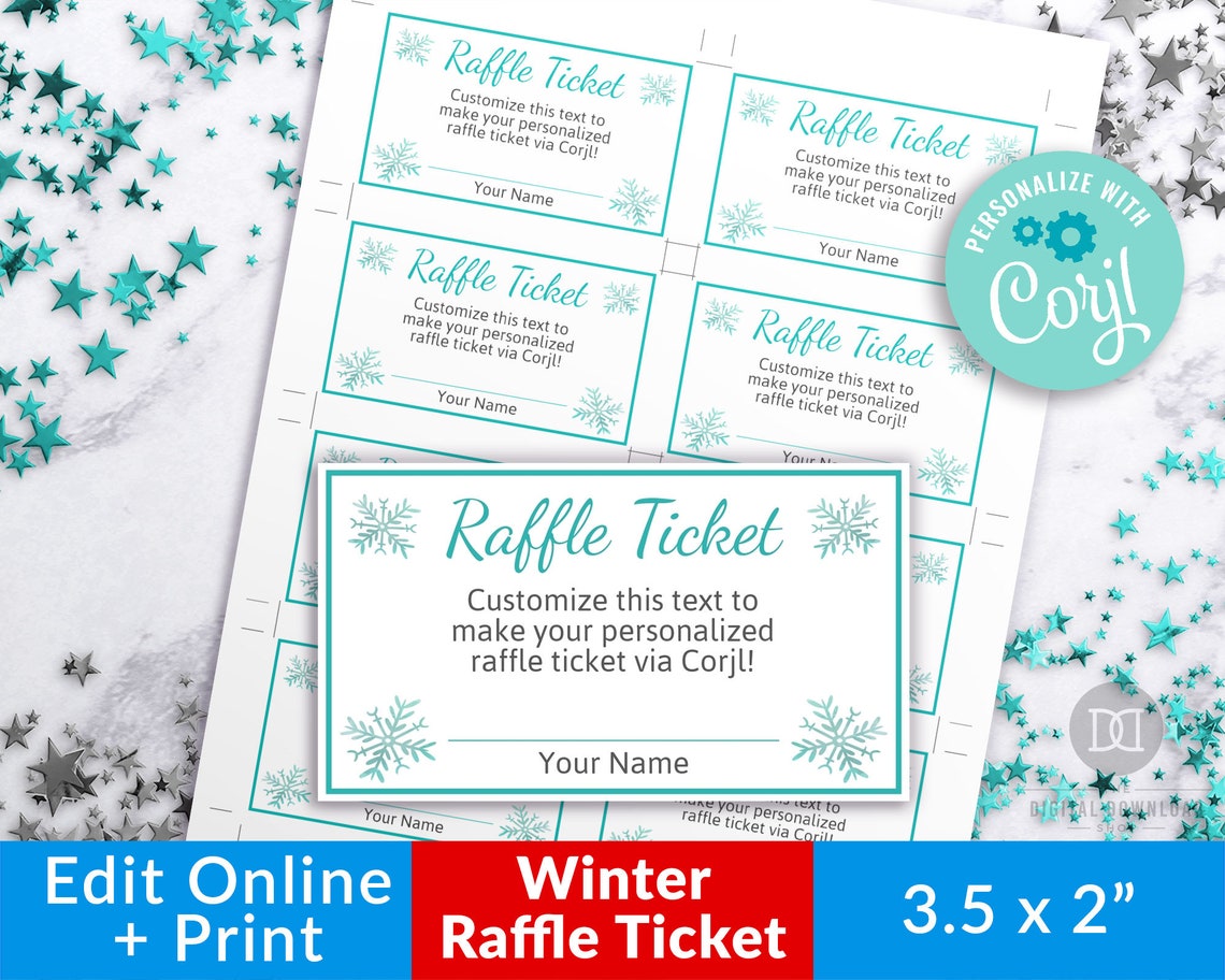 Winter Raffle Ticket Template Editable Holiday Printable - Etsy
