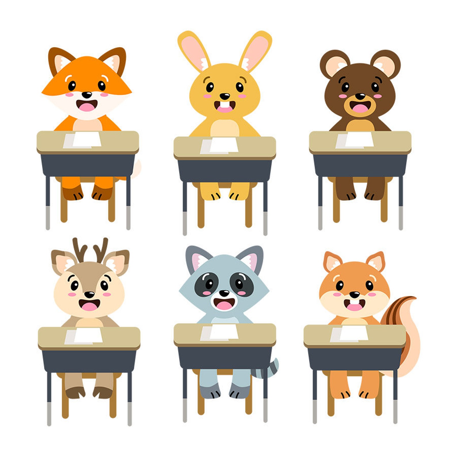 School Animals Clipart Woodland Animals Back to School - Etsy