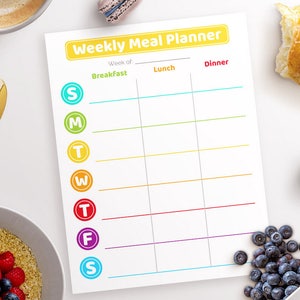 Weekly Menu Plan Printable- Rainbow Circles, Printable Menu Planner ...