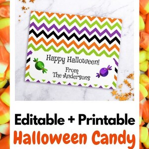 Halloween Candy Editable Treat Bag Topper Printable, Personalized Candy ...