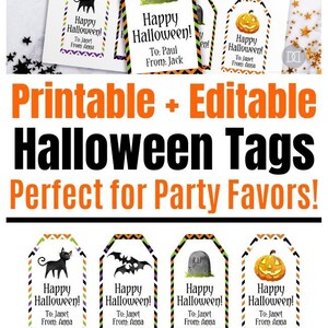 Halloween Tags Printable, Happy Halloween Tags Editable, Personalized ...