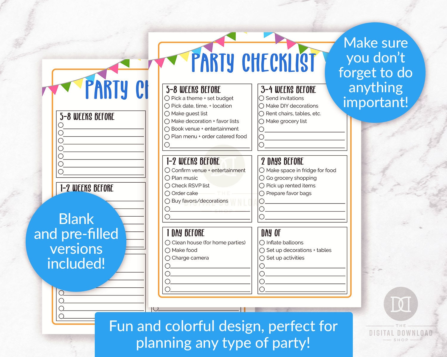 Party Checklists Printables, Party Planner Printable, Event Checklist ...