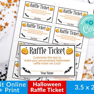 Halloween Raffle Ticket Template Editable, Printable Raffle Ticket ...