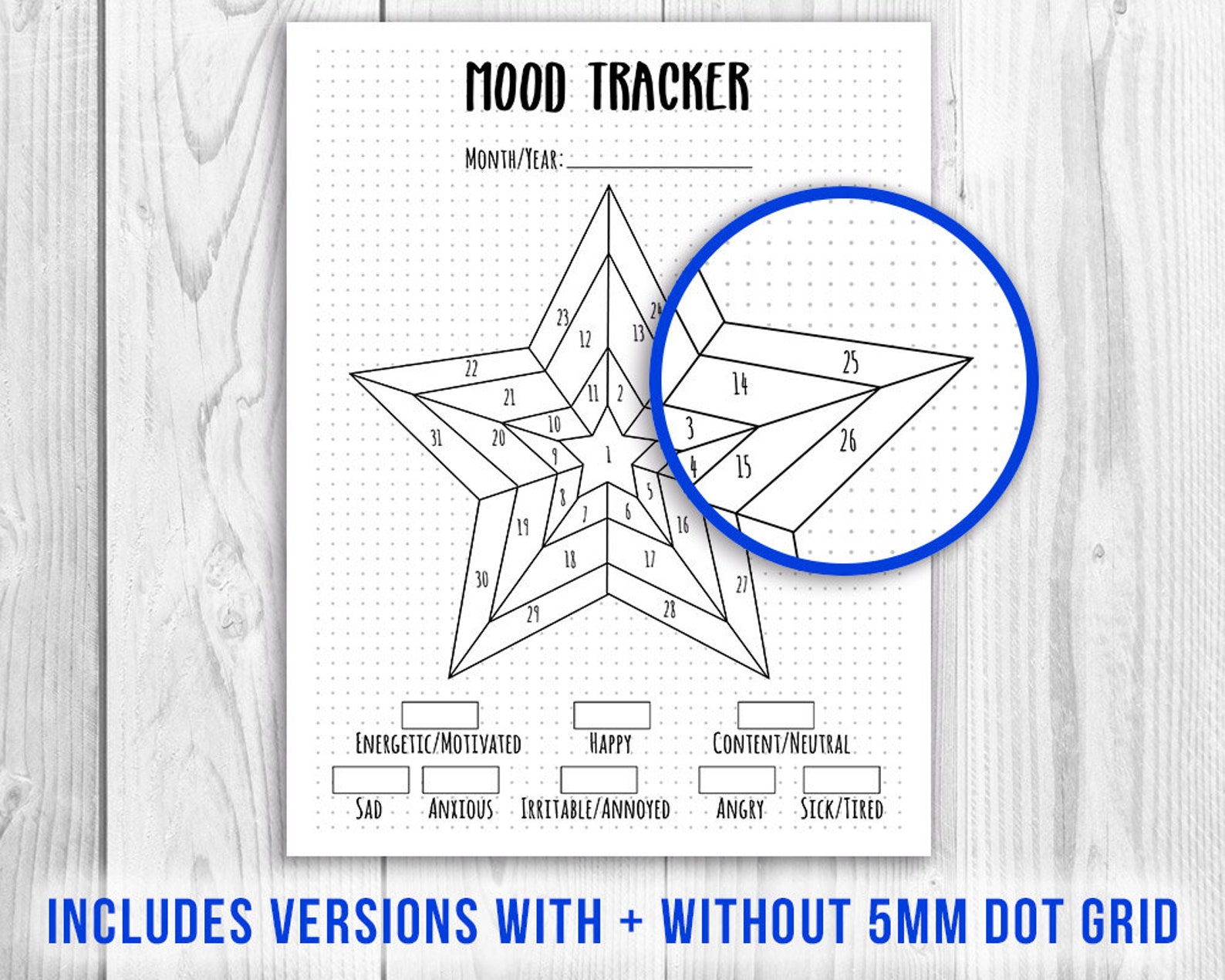 Star Bujo Journal Mood Tracker Printable Anxiety Tracker - Etsy