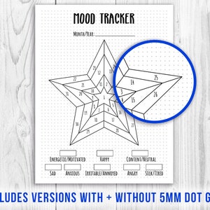 Star Bujo Journal Mood Tracker Printable, Anxiety Tracker Printable ...