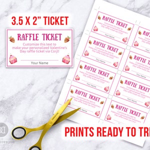 Valentine's Desserts Raffle Ticket Template, Printable Valentine's Day ...