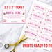 Valentine's Desserts Raffle Ticket Template, Printable Valentine's Day ...