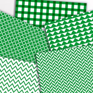 Green and White Digital Papers, Green Digital Papers, Green Scrapbook ...