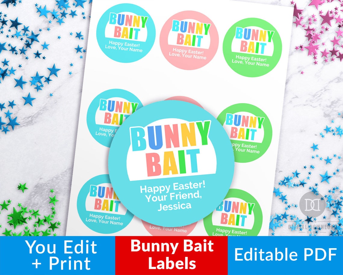 Bunny Bait Labels Printable Editable Bunny Bait Tags Bunny | Etsy