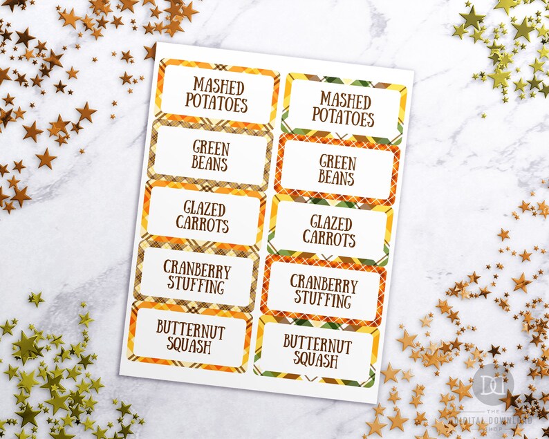 Thanksgiving Labels Printable Narrow Editable Thanksgiving | Etsy