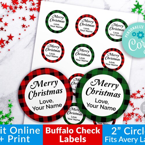 Christmas Labels Editable Round Printable Christmas Tags - Etsy
