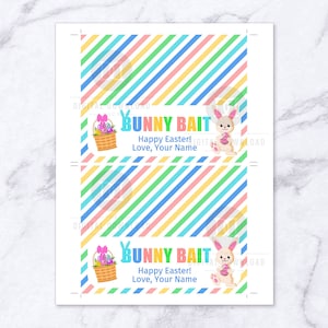 Bunny Bait Bag Toppers Printable Stripes, Editable Bunny Bait Printable ...
