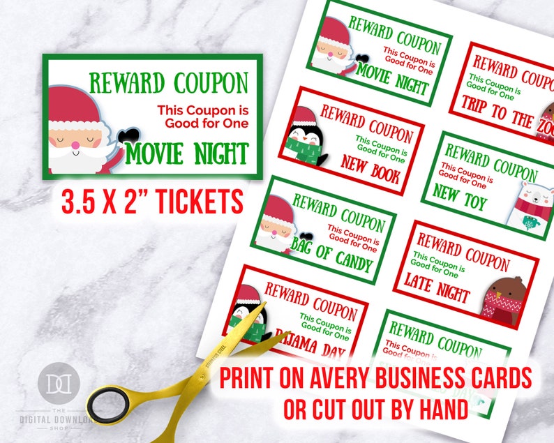Christmas Kids Coupon Template Printable Reward Coupons for - Etsy
