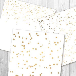 Confetti Gold Digital Papers, Gold Glitter, Wedding Confetti, Gold Foil ...