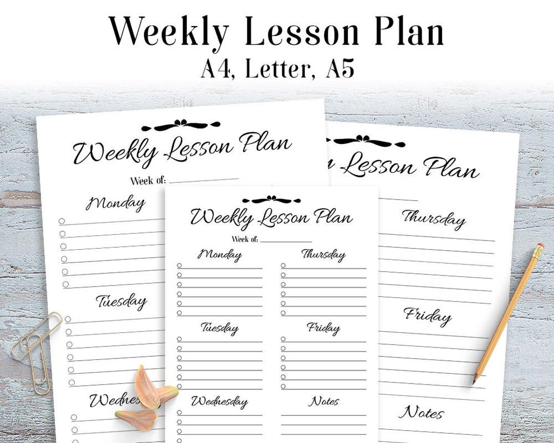 Weekly Lesson Plan Printable, Teacher Planner, Lesson Plan Template ...