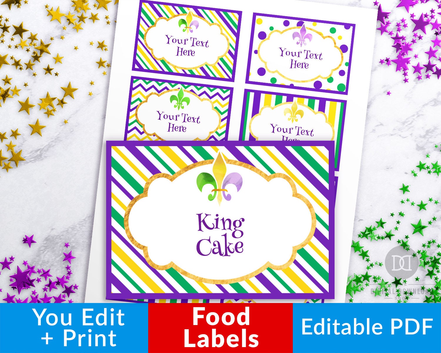 Mardi Gras Food Labels Printable Mardi Gras Editable Food - Etsy