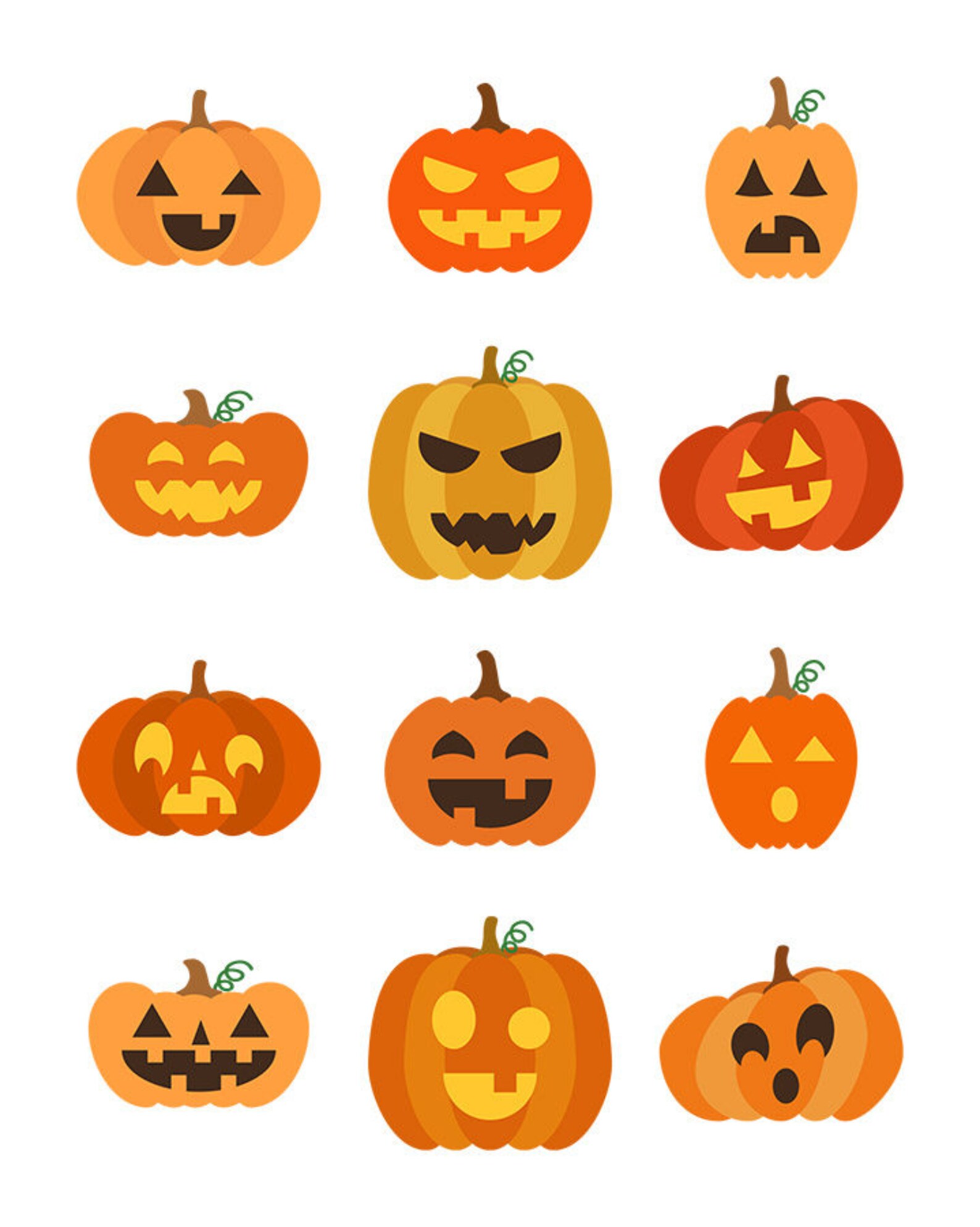 12 Jack O' Lanterns Clipart Pumpkin SVG Fall Clipart - Etsy