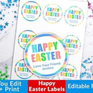 Happy Easter Labels Printable, Easter Stickers Printable, Editable ...