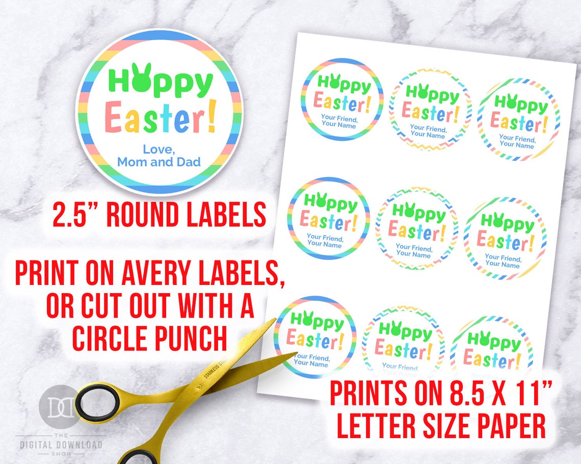 Hoppy Easter Stickers Printable Easter Labels Printable - Etsy