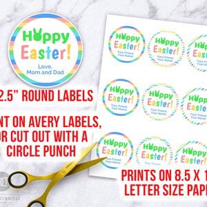 Hoppy Easter Stickers Printable, Easter Labels Printable, Easter Gift ...