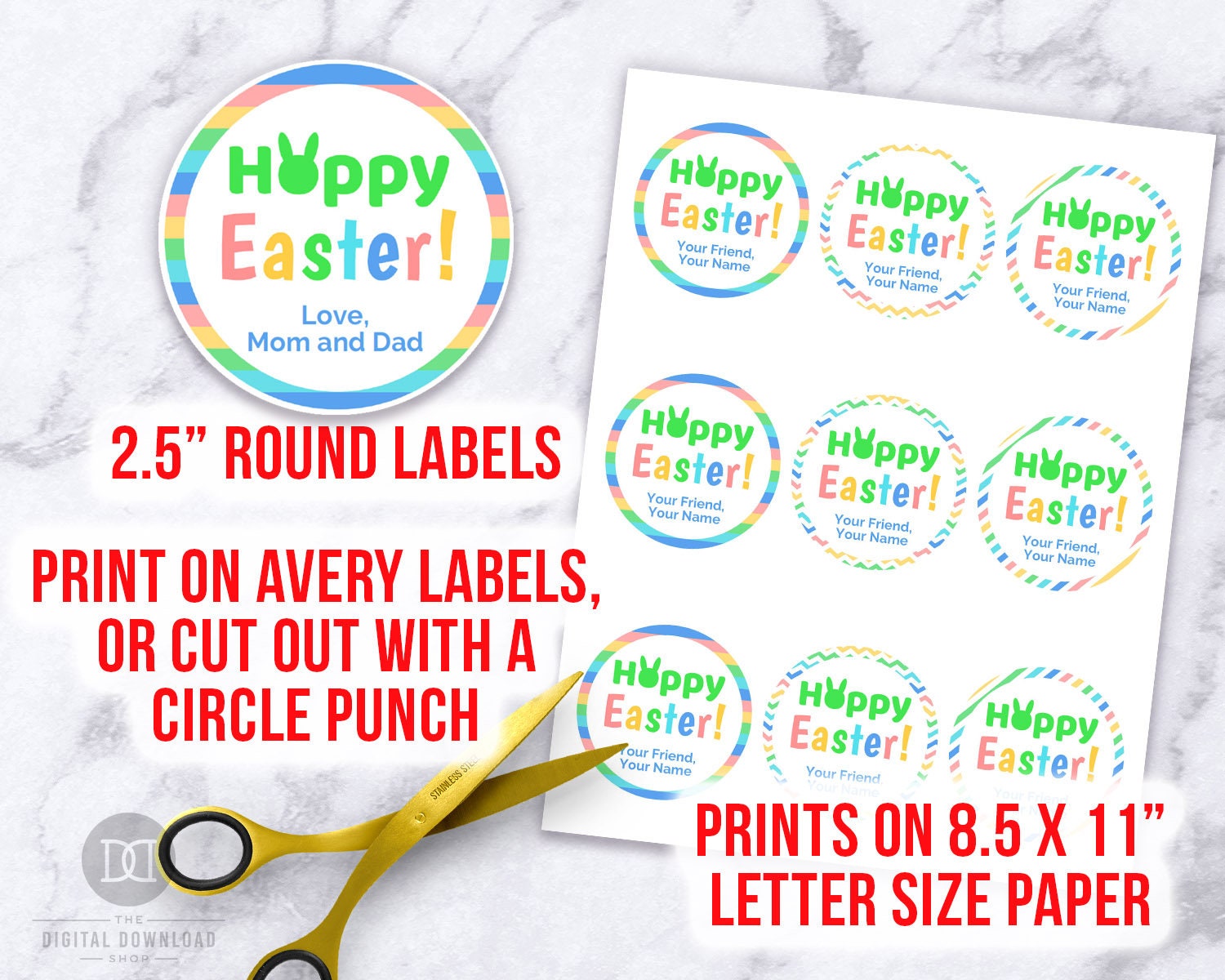 Hoppy Easter Stickers Printable Easter Labels Printable - Etsy