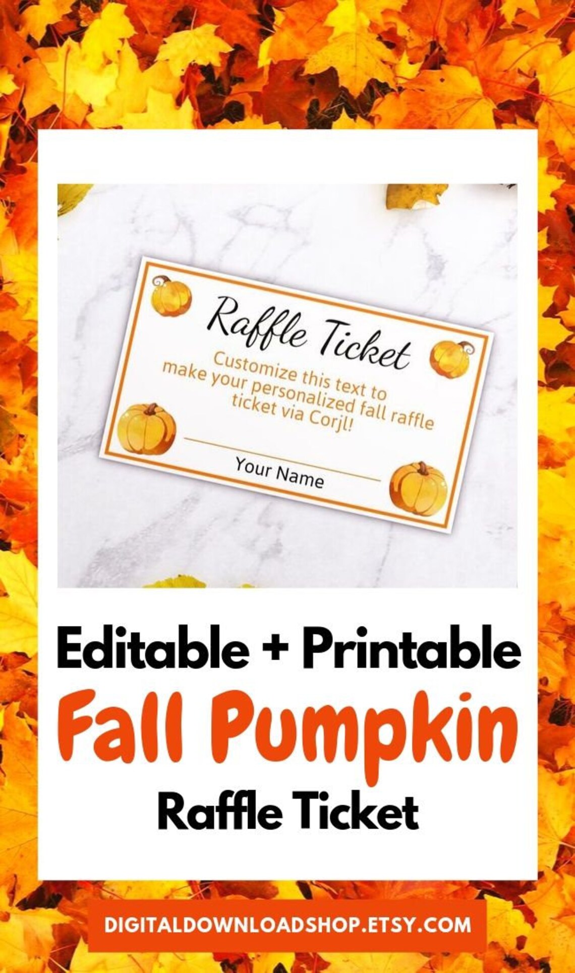 Fall Raffle Ticket Template Editable Printable Printable - Etsy