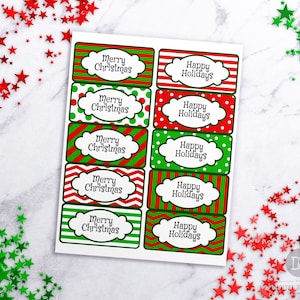 Christmas Labels Printable Narrow, Editable Christmas Tags ...