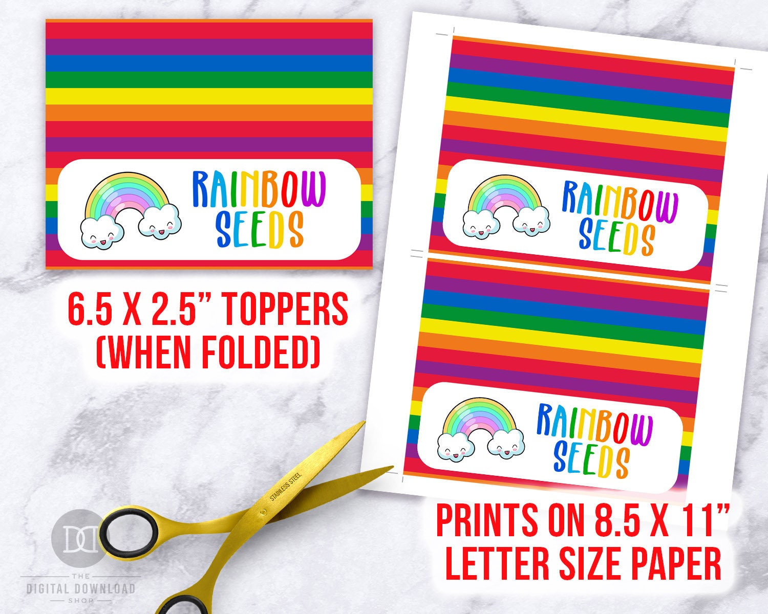 Rainbow Seeds Treat Bag Topper Printable St. Patrick's | Etsy